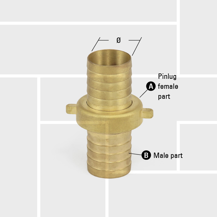 Y03 Pinlug brass water coupling, tail fitting, light duty - SME Couplings